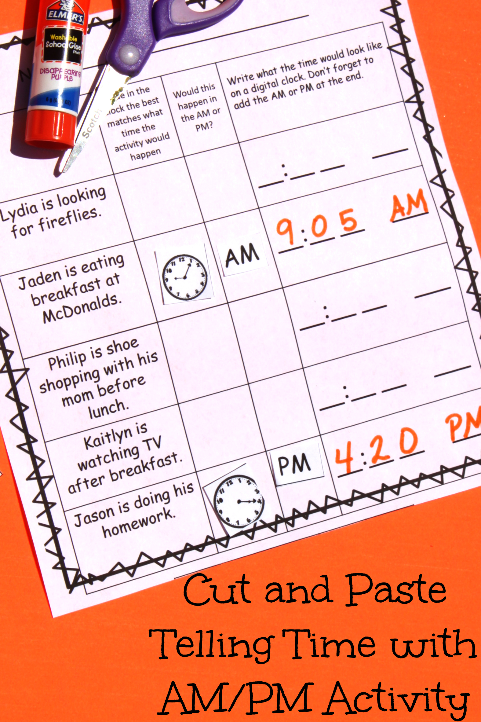 20 Telling Time Clip Cards for Clock Learning For Kids