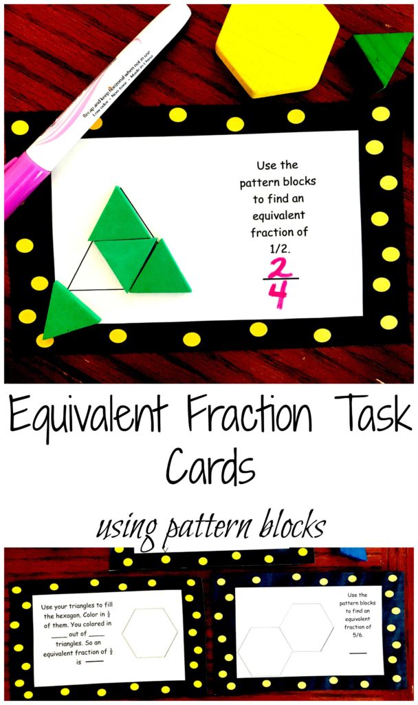 Fractions with Pattern Blocks | Task Cards | Free Printable