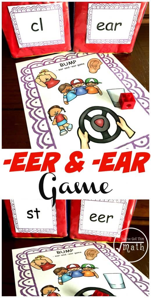 EAR Words | EER Words | Word Building Bump Game | Free Printable
