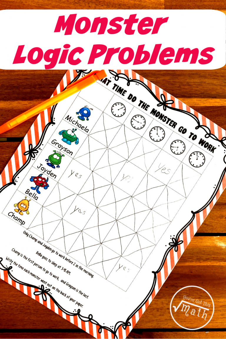 Logic Games for Kids | Monster Theme | Free Printable