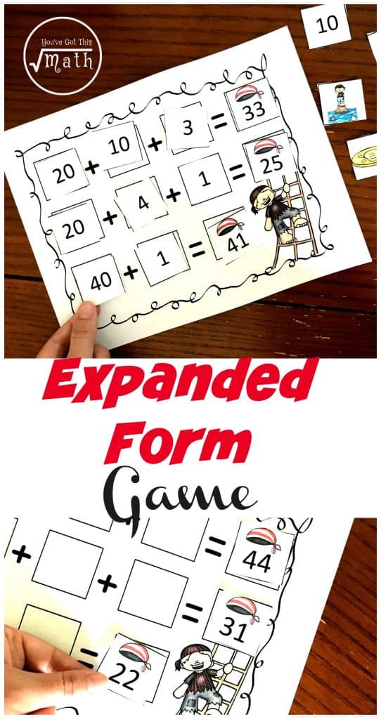 Pirate-themed Expanded Form Game | Build Number Sense | Free Printable