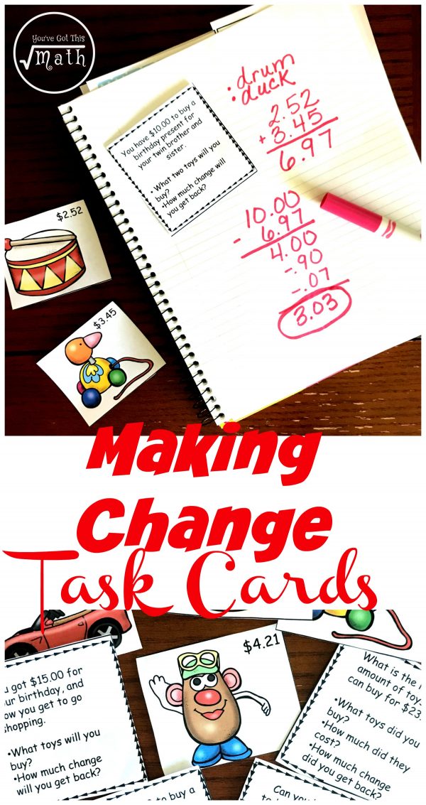 Making Change Worksheet | Free Money Task Cards