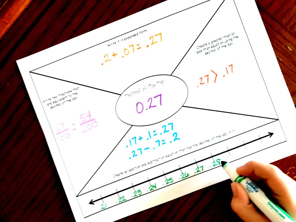 4 Hands-On Decimal Place Value Worksheets