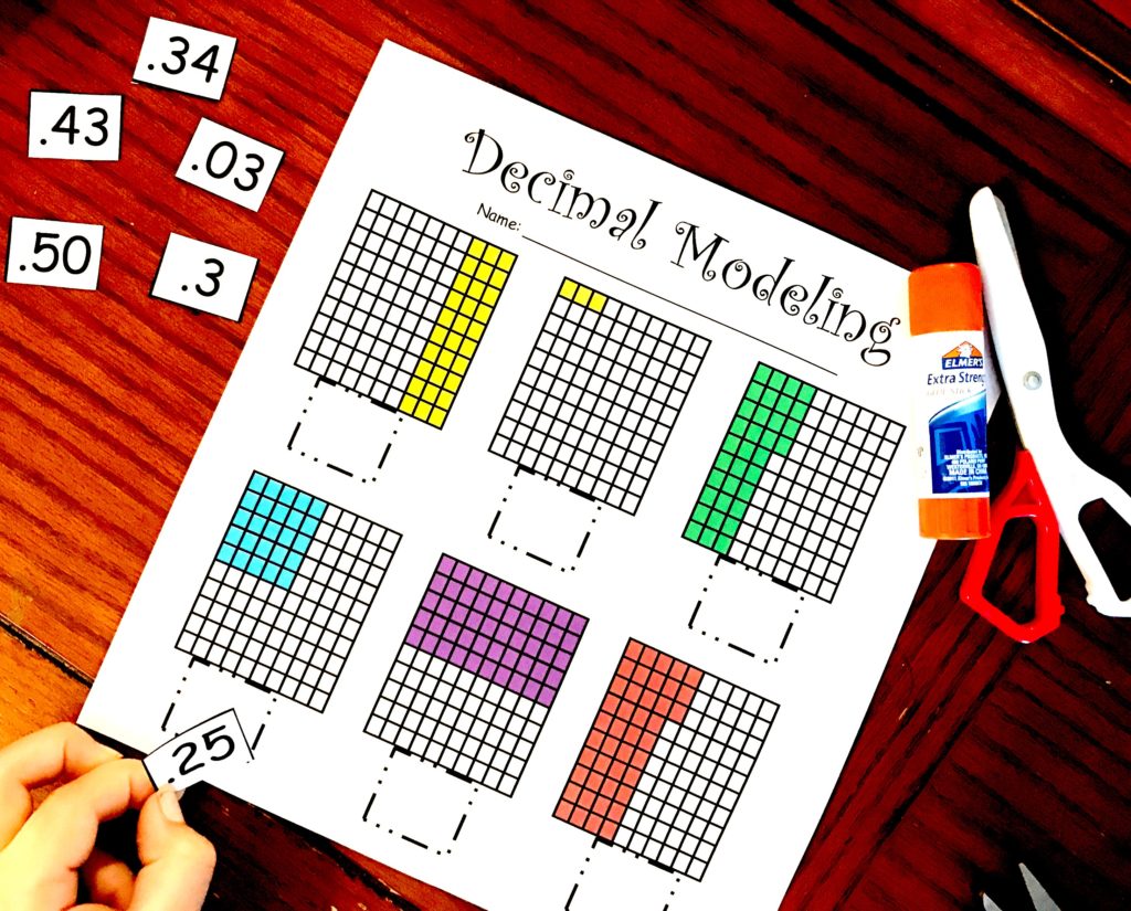 2 No-Prep Printable Decimal Games to Introduce Modeling Decimals
