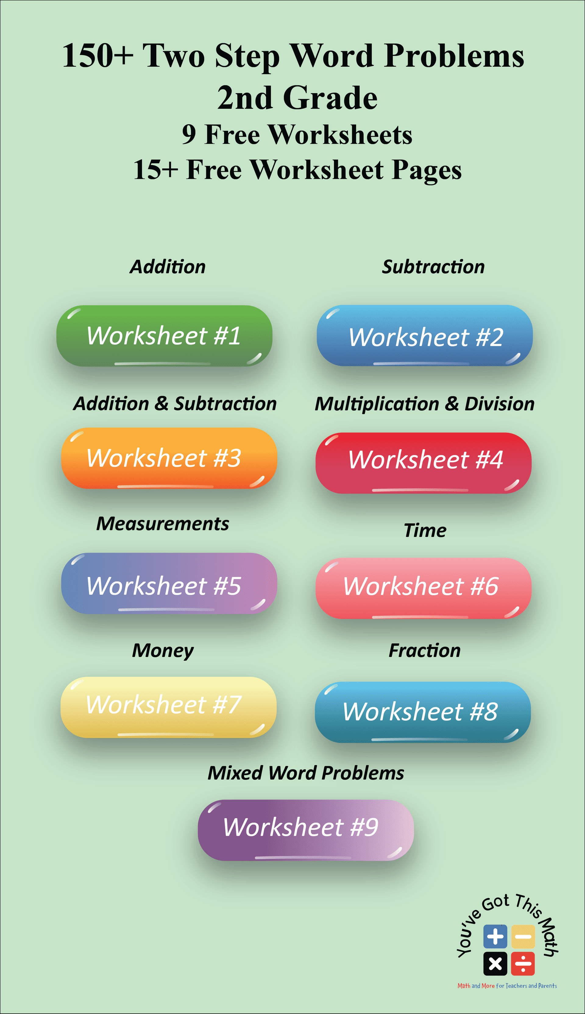 150 Two Step Word Problems 2nd Grade Free Printable