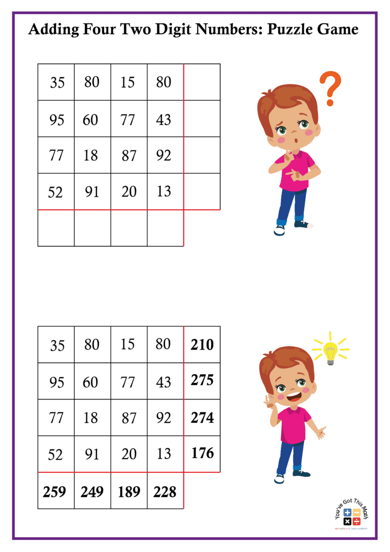 10+ Free Pages of Adding Four Two Digit Numbers Worksheet