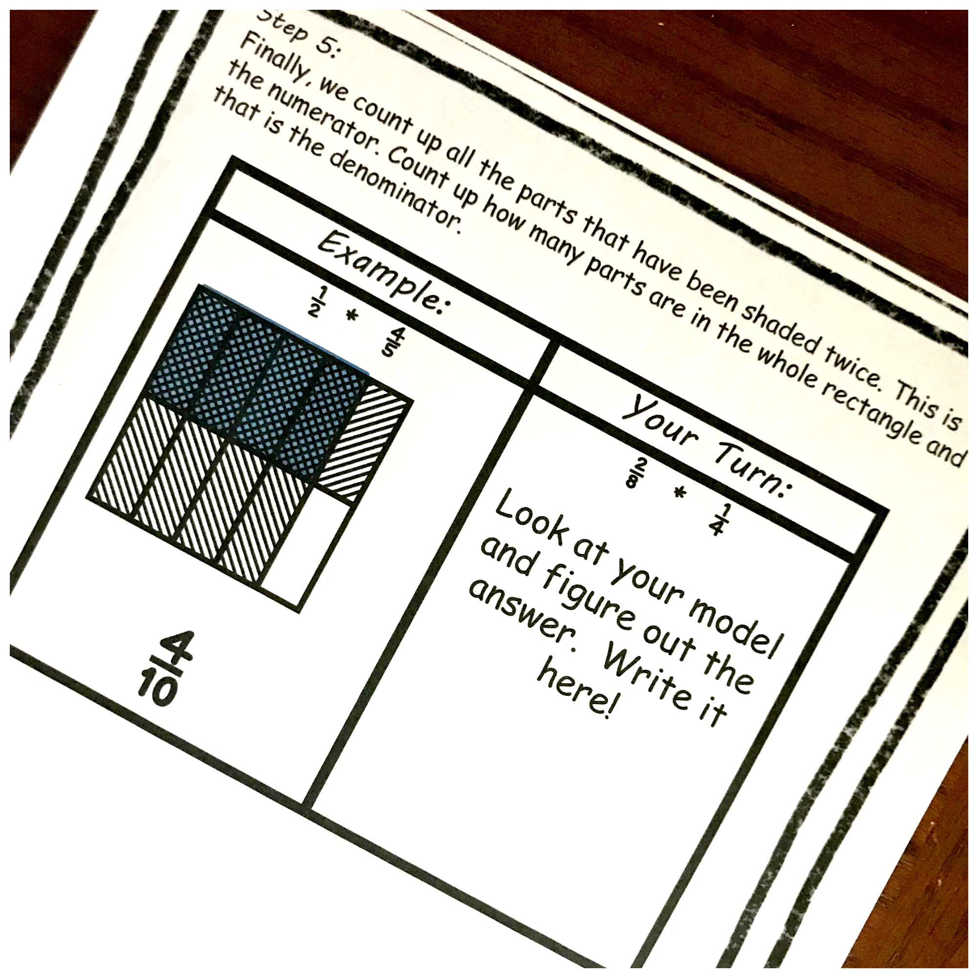 Step by Step Instructions for Multiplying Fractions with Models - Free ...