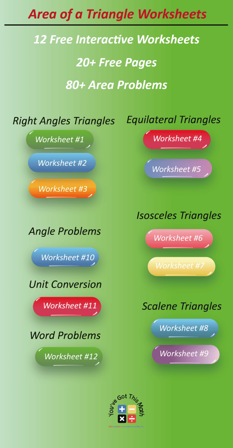 12 Free Area of a Triangle Worksheets | 80+ Area Problems