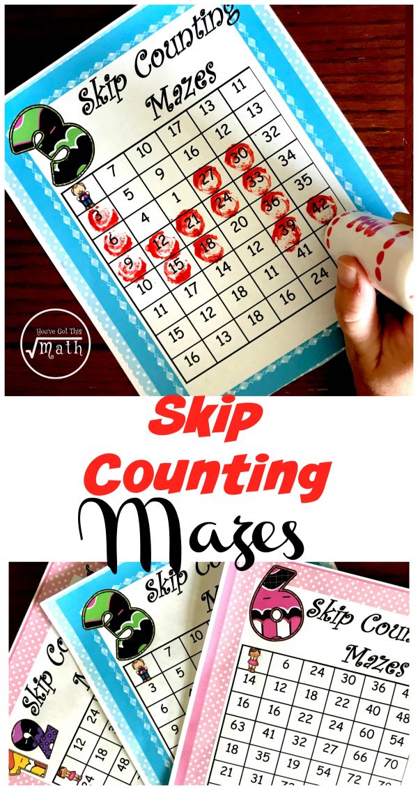 15 Skip Counting Mazes for Numbers Two Through Fifteen