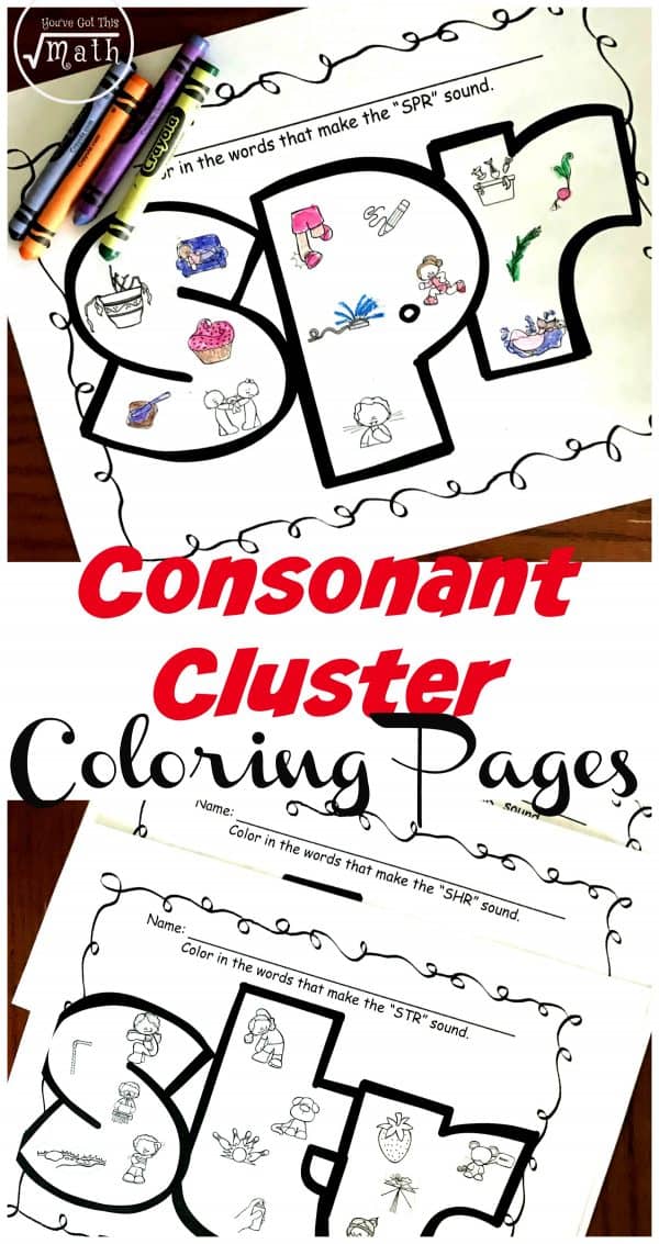 6 Coloring Consonant Cluster Worksheets For Trigraphs Such As spr & squ