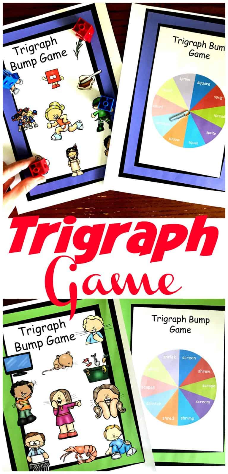 Three FREE, No-Prep Consonant Cluster Games (Trigraphs)