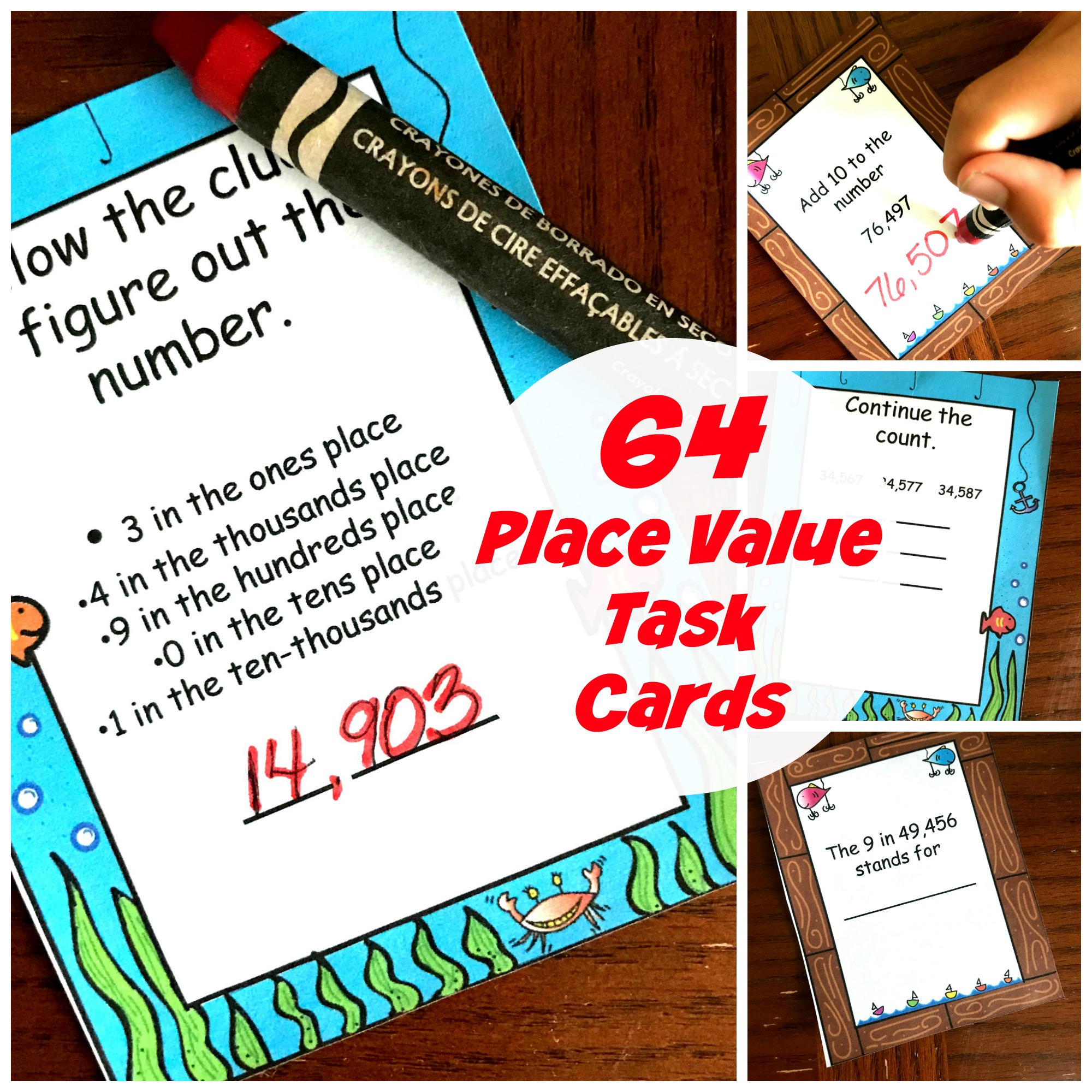 16 FREE Place Value For Large Numbers Task Cards
