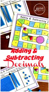 FREE No-Prep Adding and Subtracting Decimal Game Using Base Ten Blocks