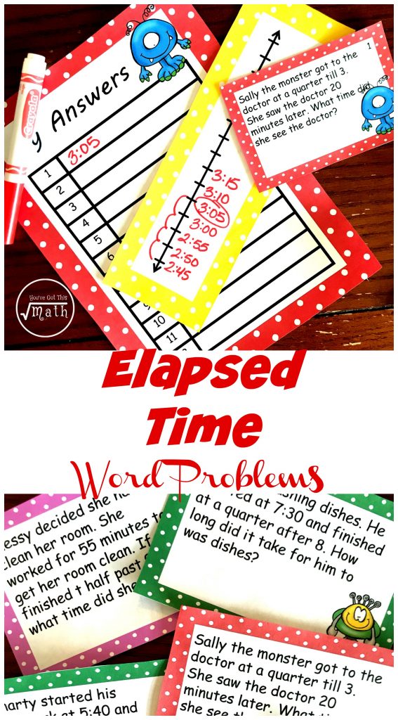 12 FREE Monster Themed Elapsed Time Word Problems