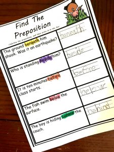 FREE Simple and Easy Find the Preposition Worksheets