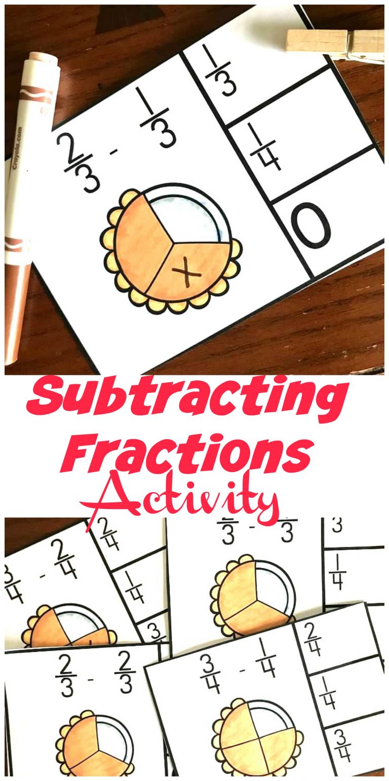 FREE Thanksgiving Clip Cards for Subtracting Fractions with Common ...