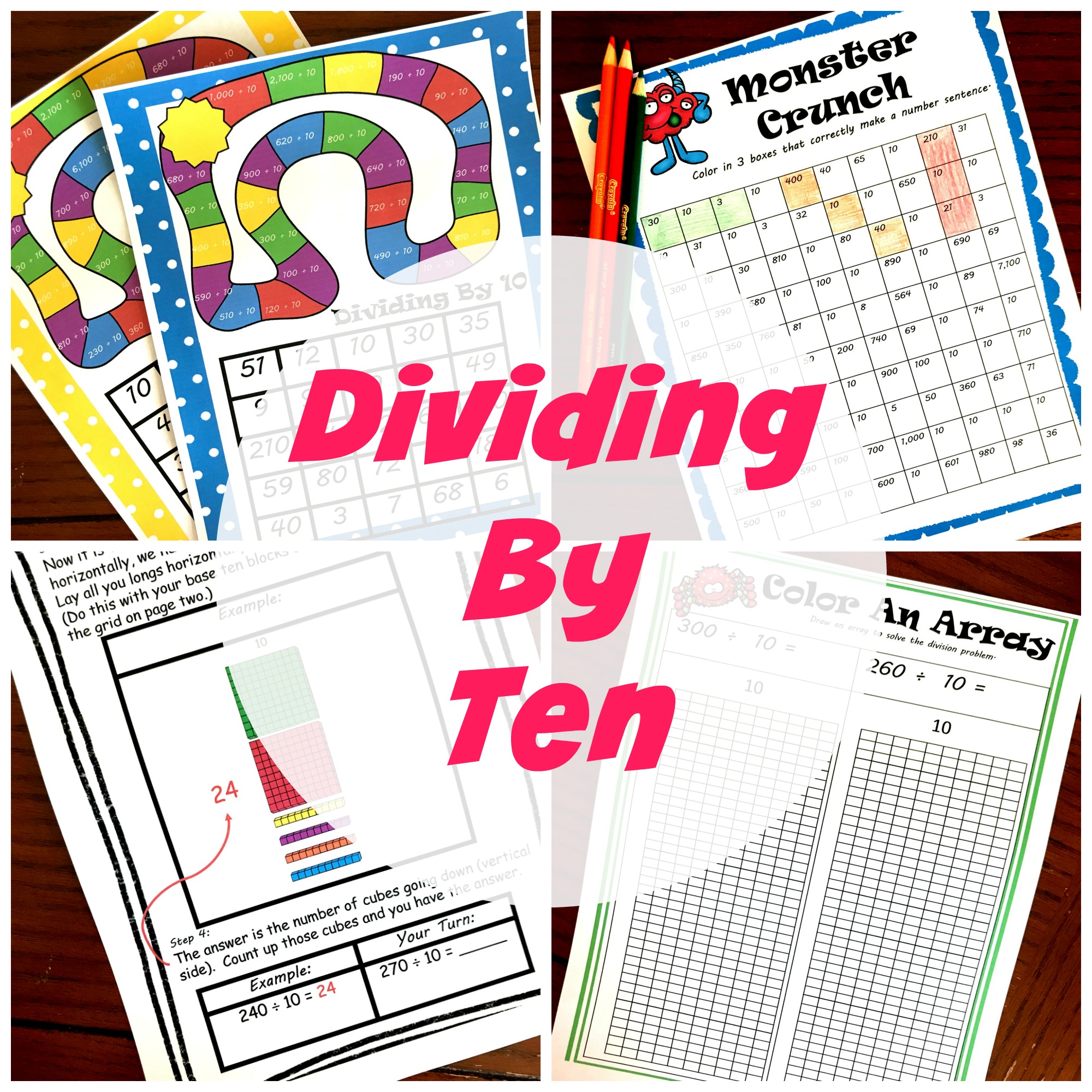 FREE No-Prep Dividing By 10 Game With a Christmas Theme
