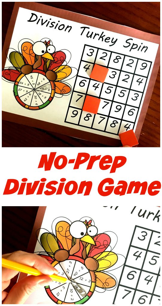 FREE Thanksgiving Division Game for Practicing Basic Division Facts ...