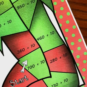 FREE No-Prep Dividing By 10 Game With a Christmas Theme