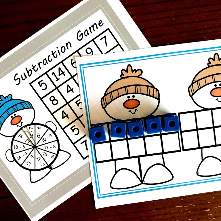 Subtraction Games | Printable | No-Prep | Free | Christmas Theme
