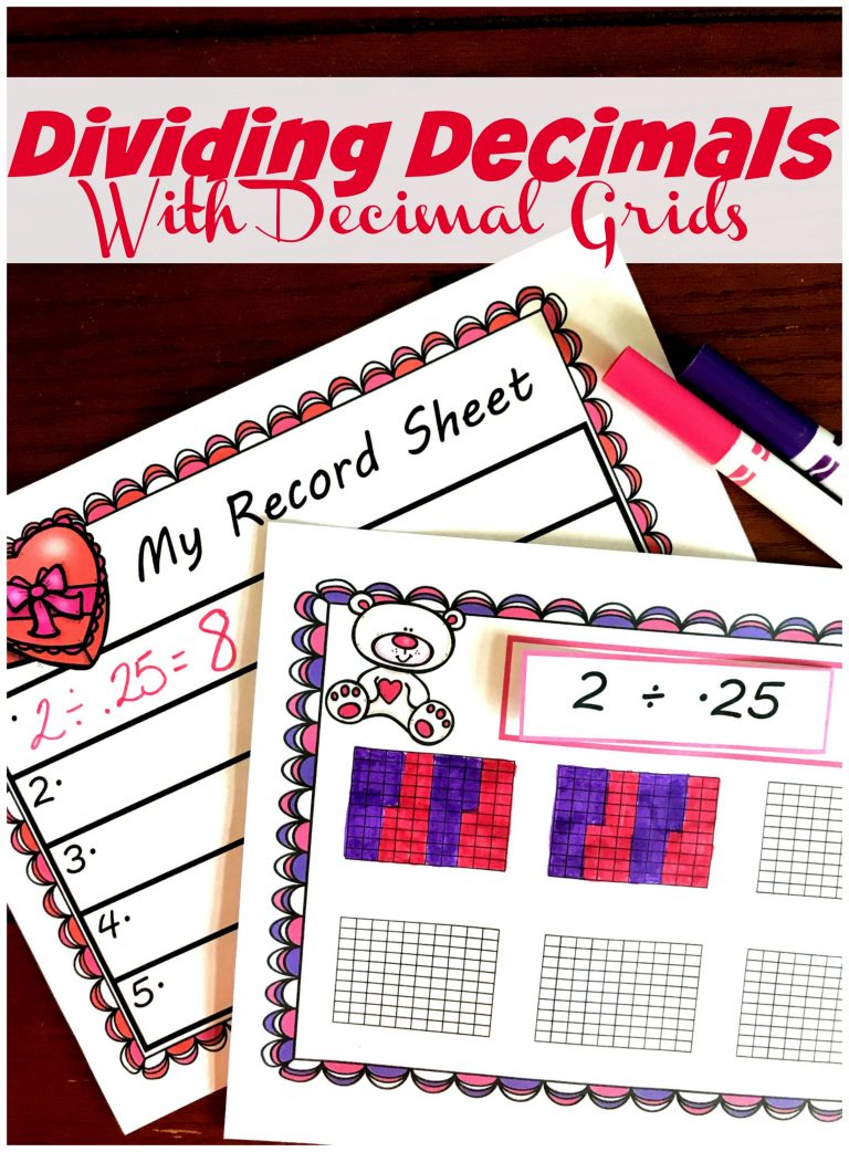 FREE Valentine's Day Dividing Whole Numbers by Decimals Worksheet