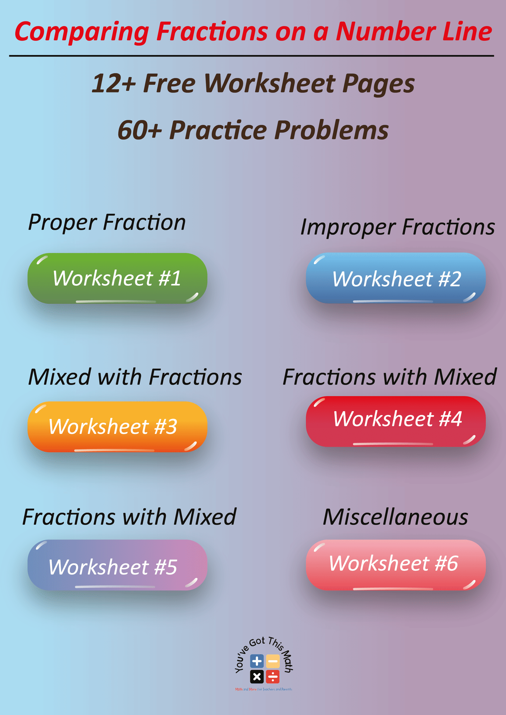 12 Free Comparing Fractions On A Number Line Worksheet Pages