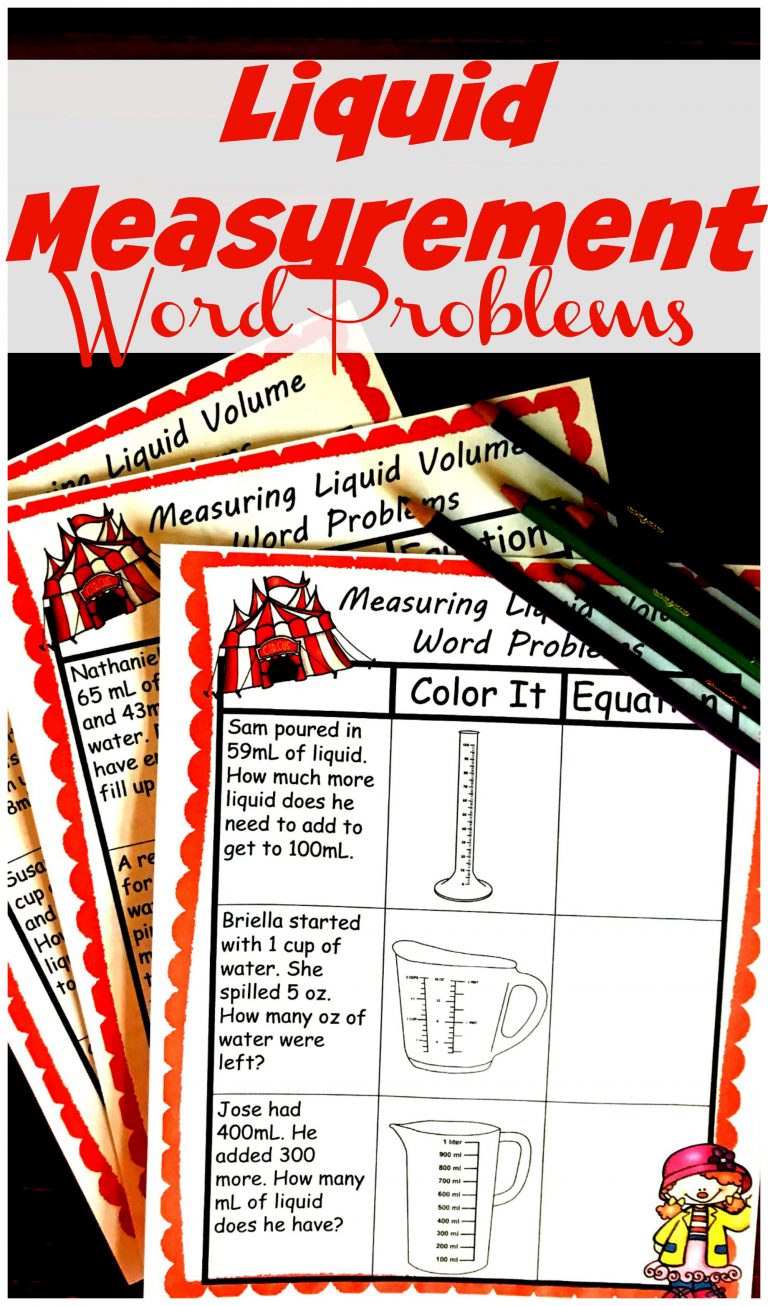 Free Hands-on Liquid Measurement Word Problems