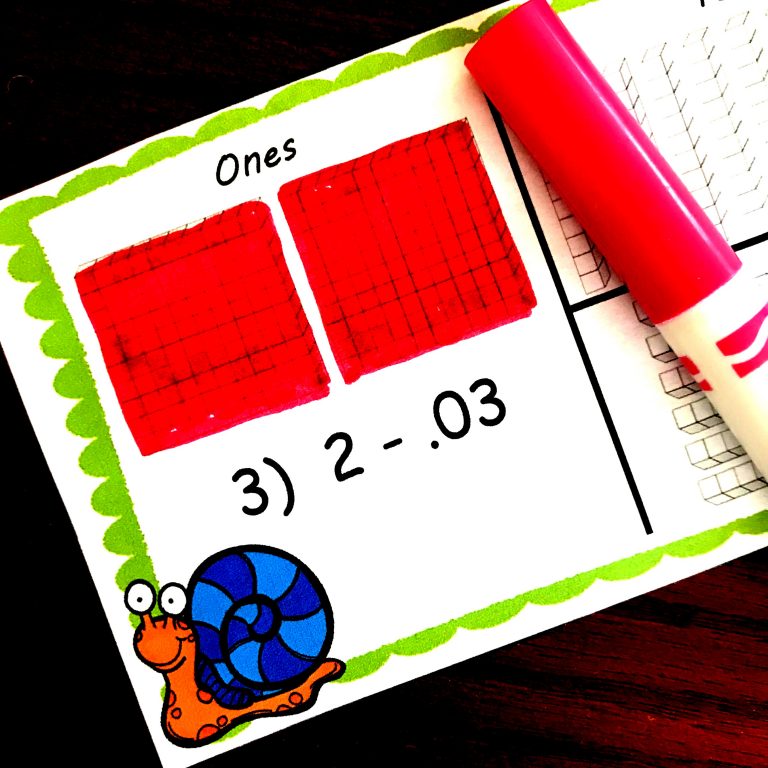 FREE Subtracting Decimal Activiity with Base Ten Blocks