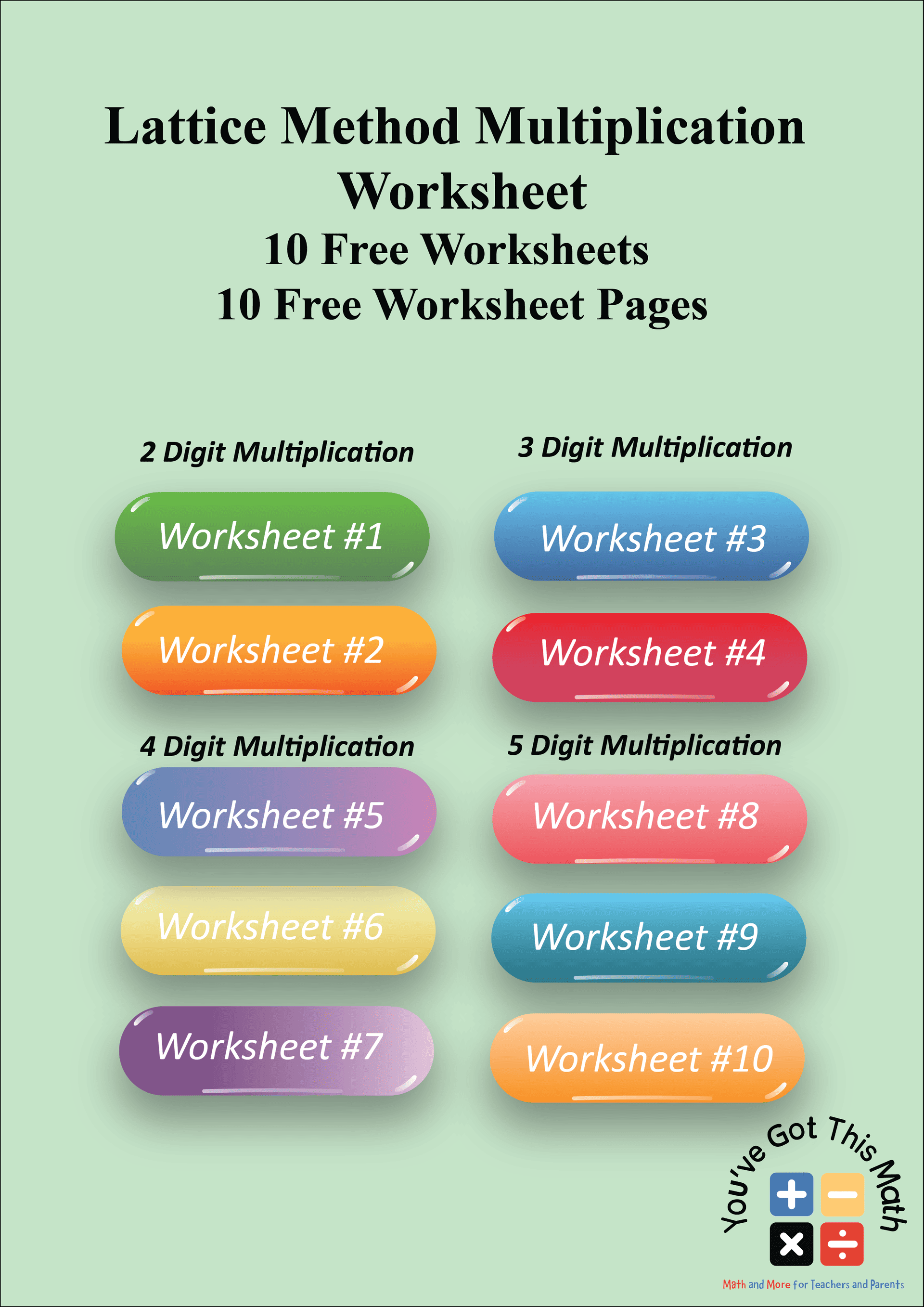 Lattice Method Multiplication Worksheet Free Printable