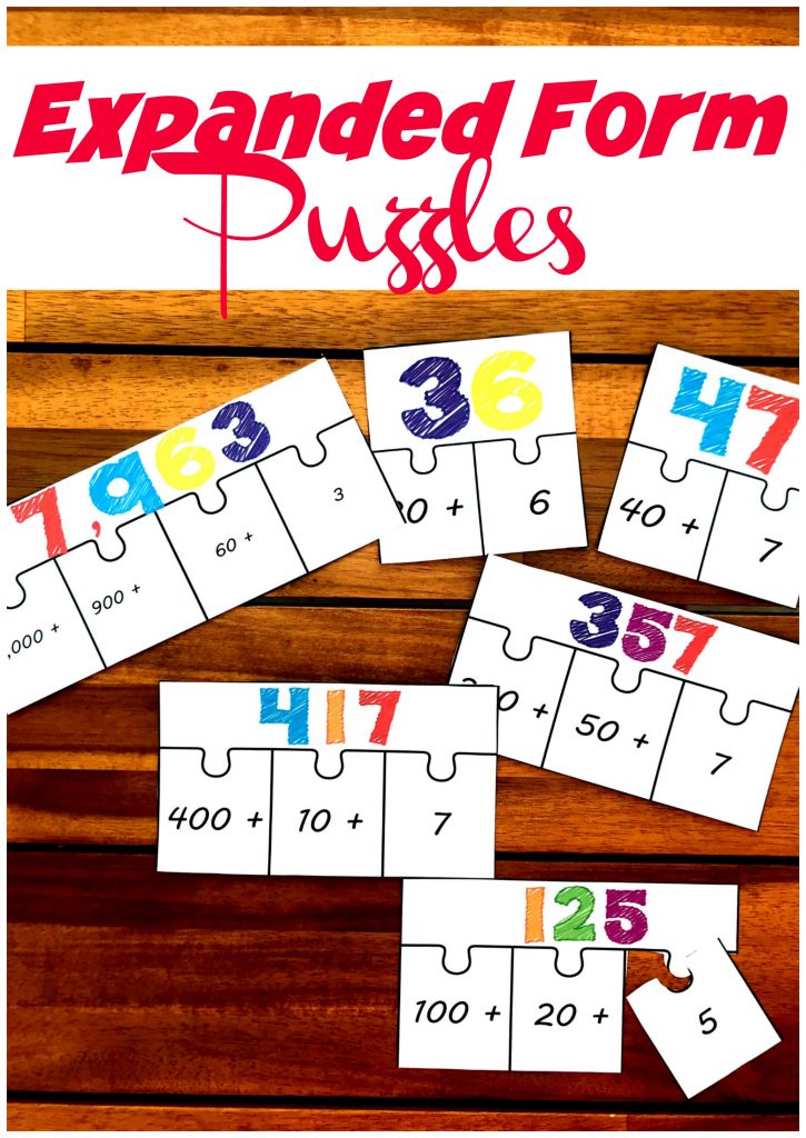 FREE Puzzles For An Expanded Form Activity(Ten, Hundred, & Thousand)