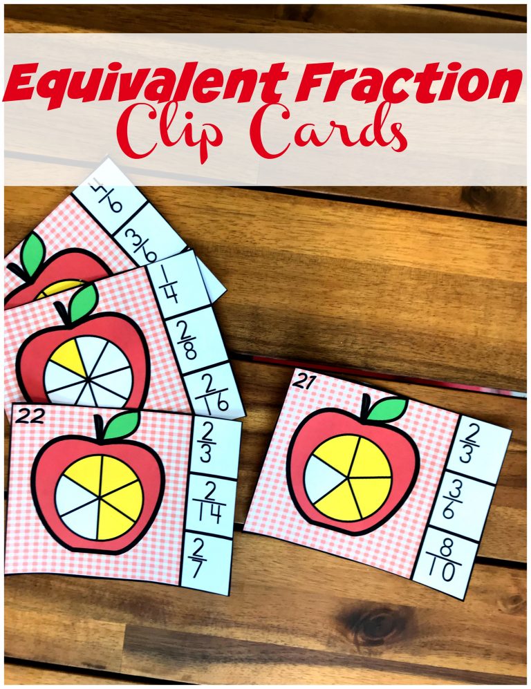Apple Clip Cards for an Equivalent Fraction Activity | Free Printable