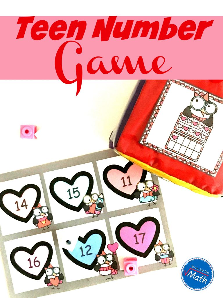 FREE Valentine's Day Teen Numbers Game with Ten Frames