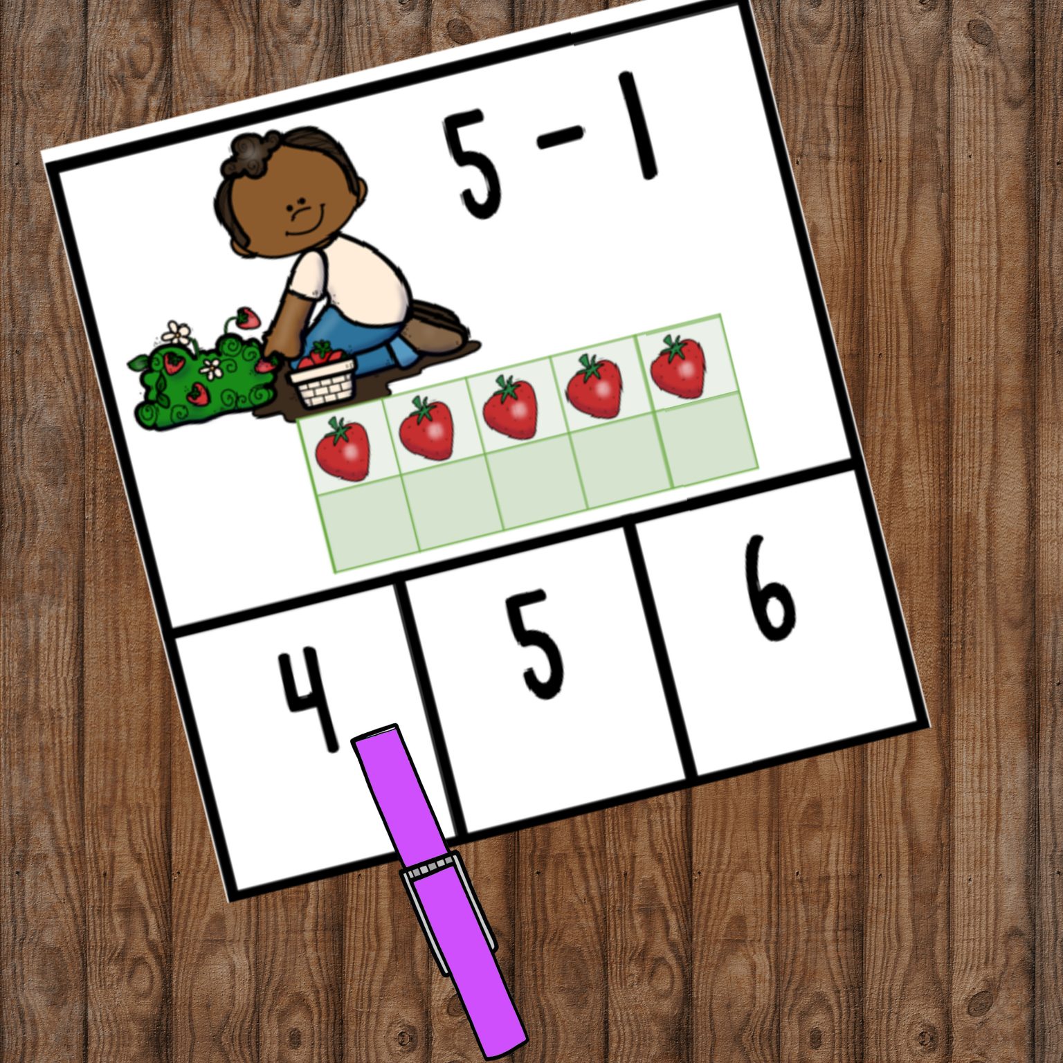 Spring Subtraction with Ten Frames Clip Cards (FREE)