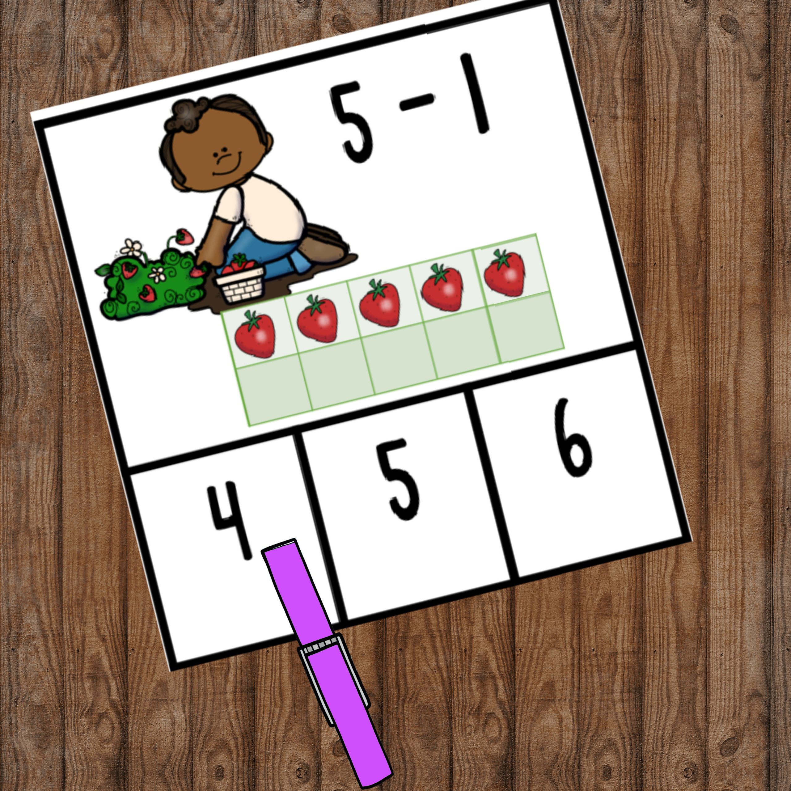 Spring Subtraction with Ten Frames Clip Cards (FREE)