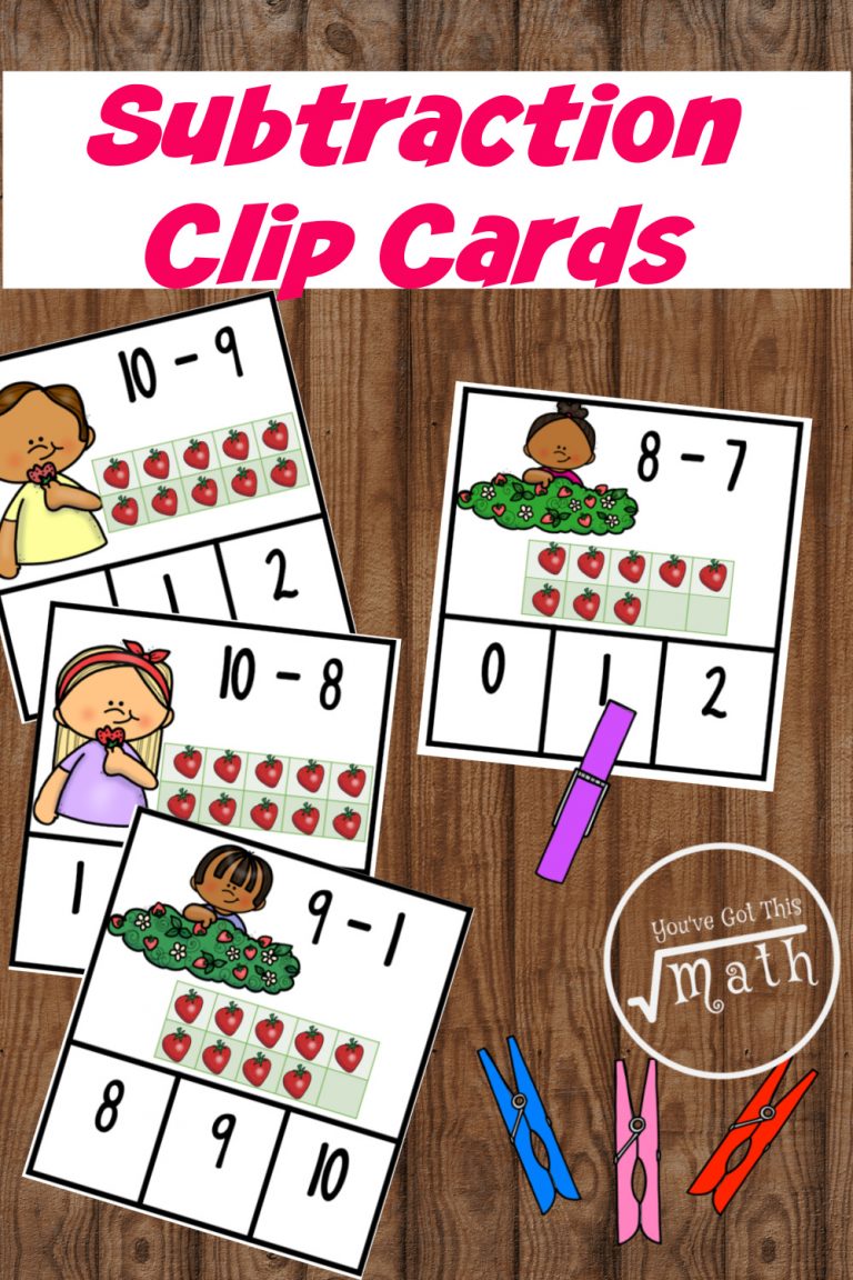 Spring Subtraction with Ten Frames Clip Cards (FREE)