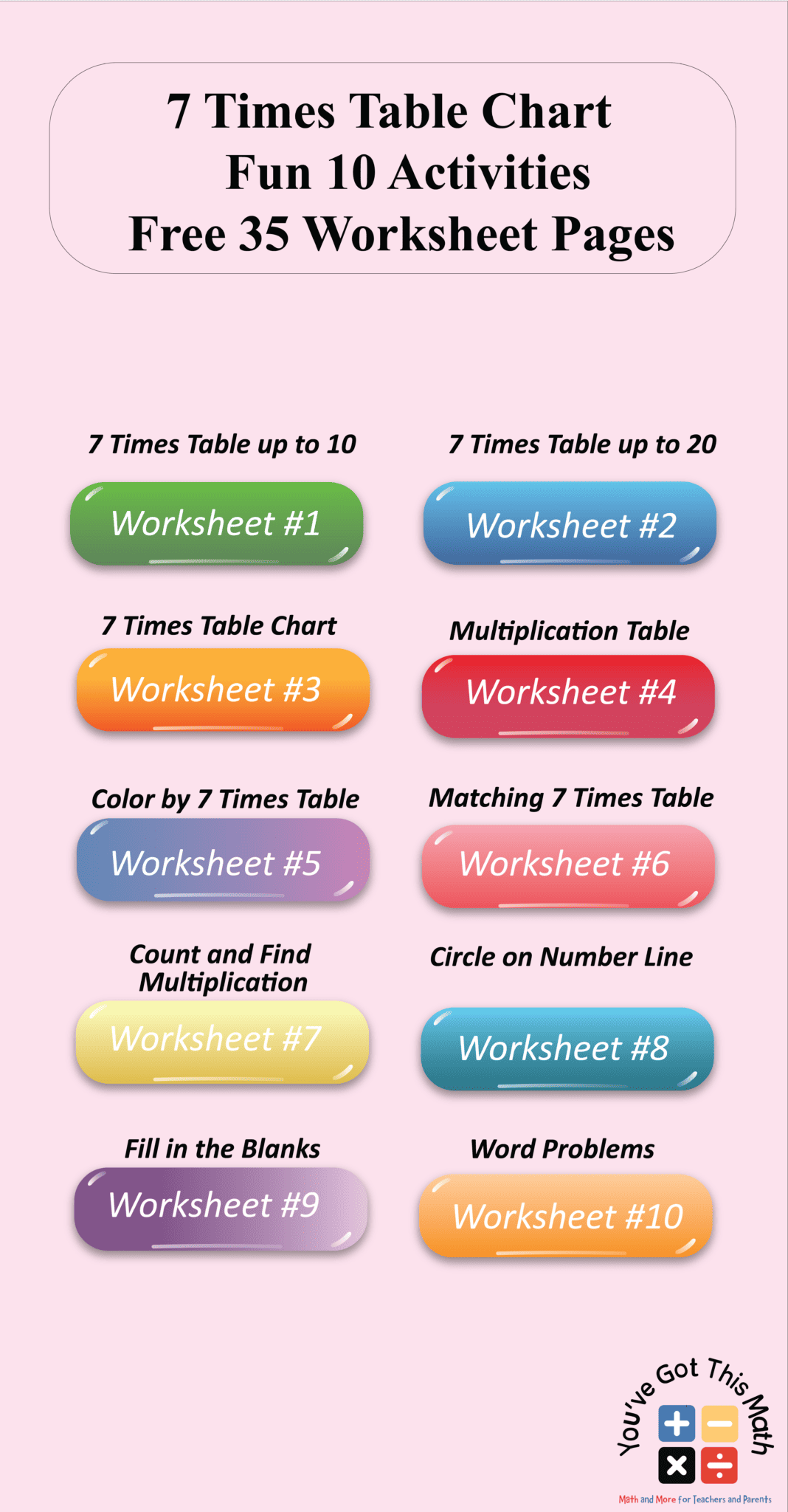 10 Free 7 Times Table Chart Worksheets | Fun Activities