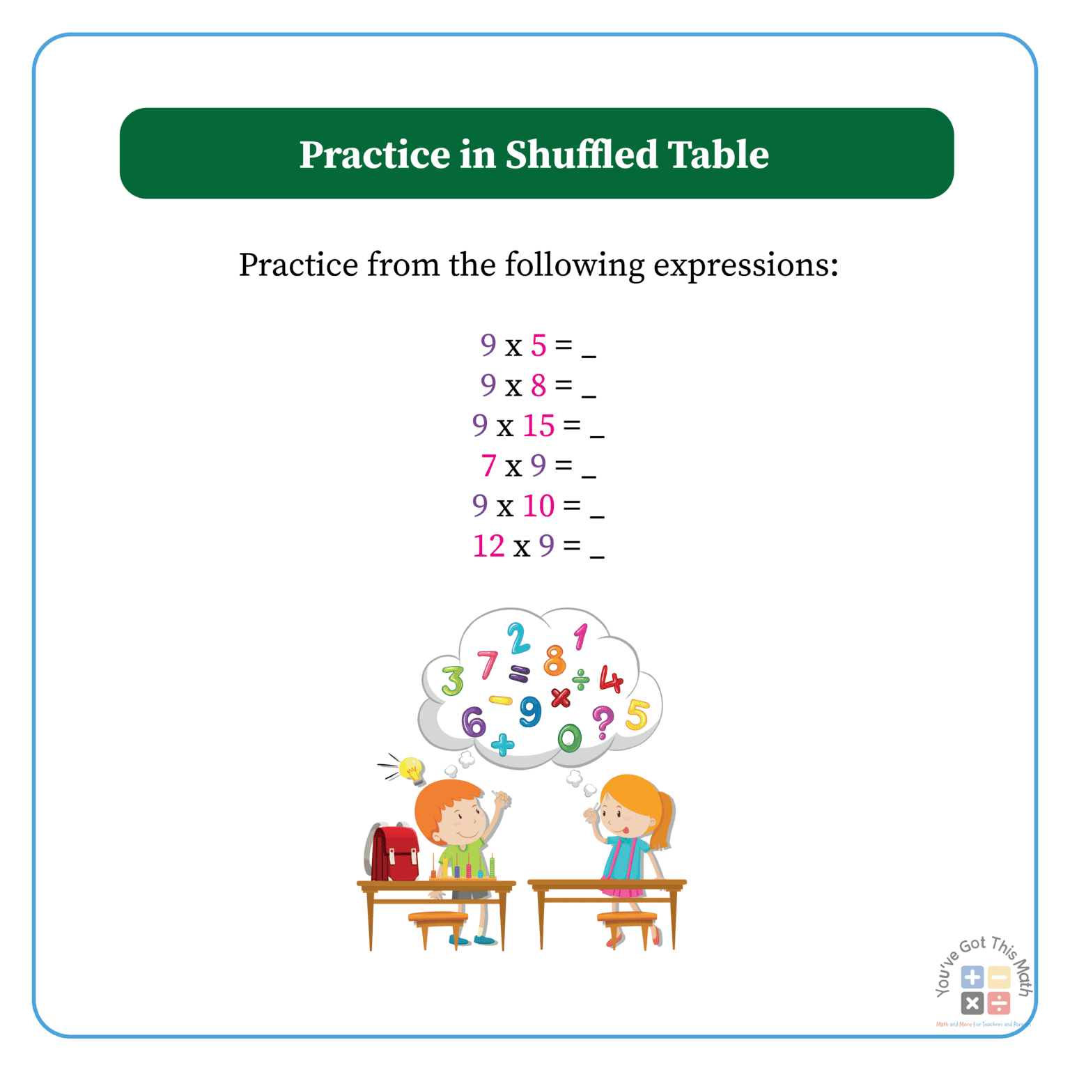 9 Times Table Chart | 6 Free Printable Worksheets