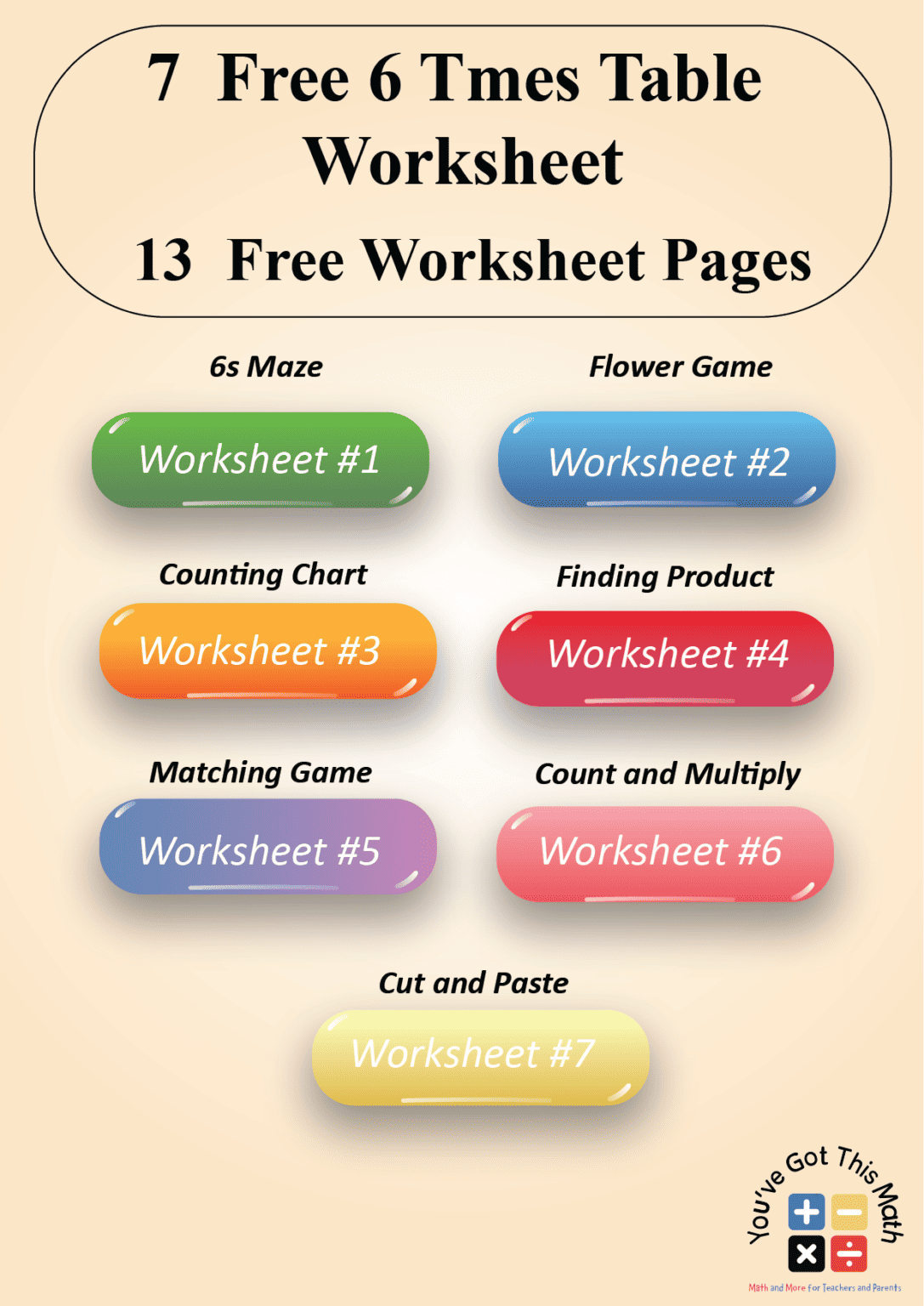 Free 6 Times Table Worksheets | Fun Learning