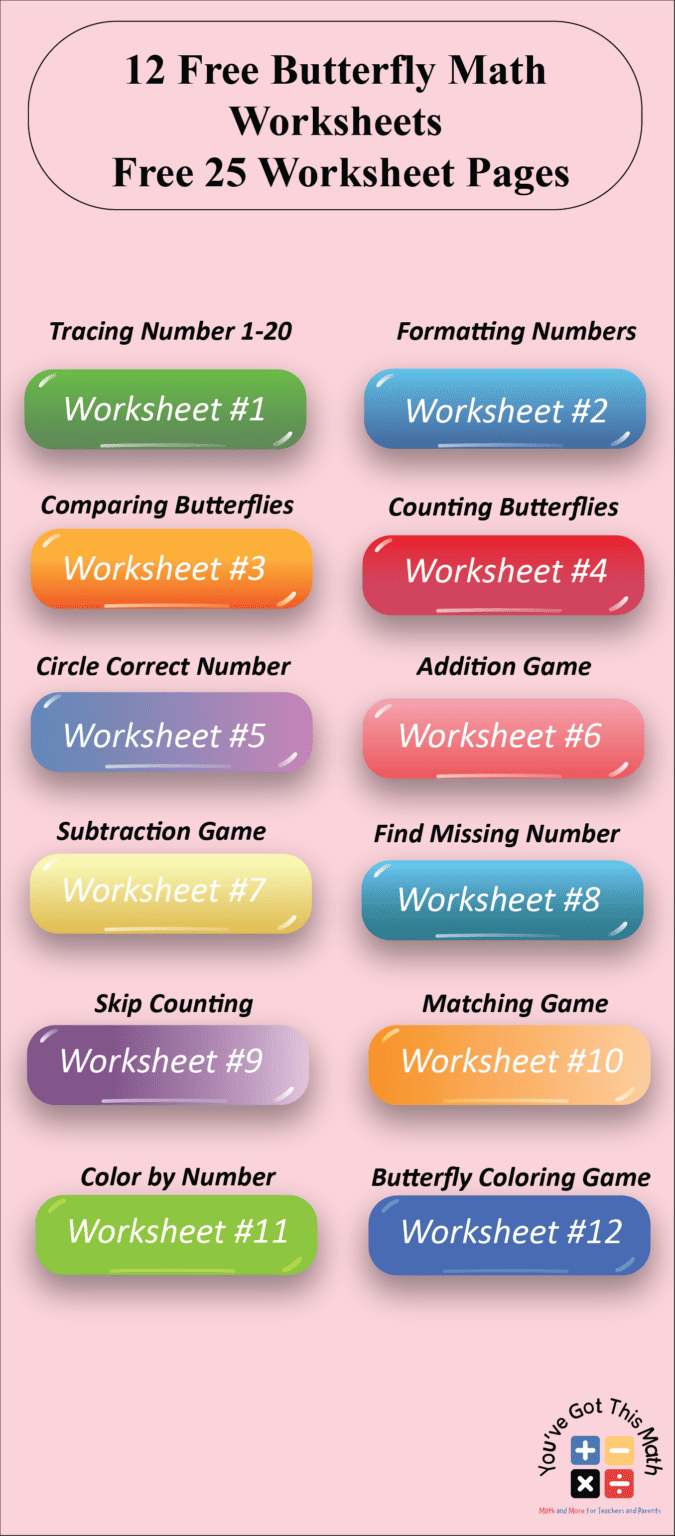 12 Free Butterfly Math Worksheets | Fun Activities