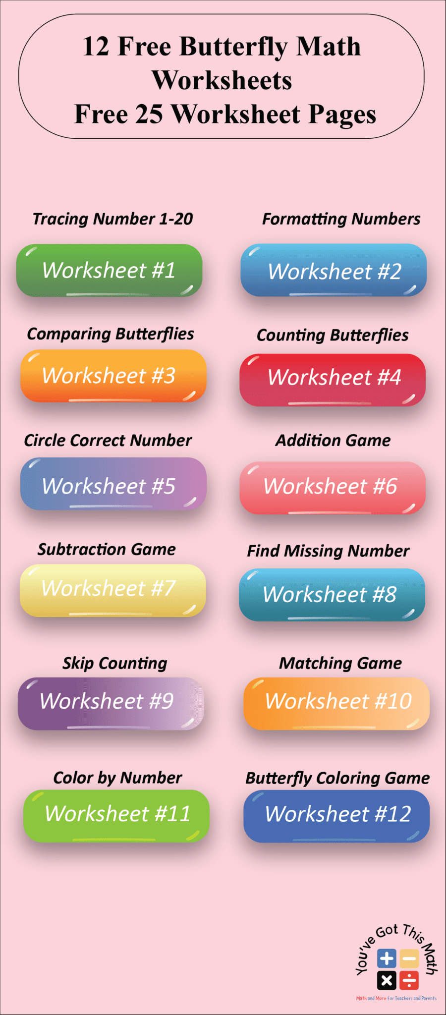 12 Free Butterfly Math Worksheets | Fun Activities