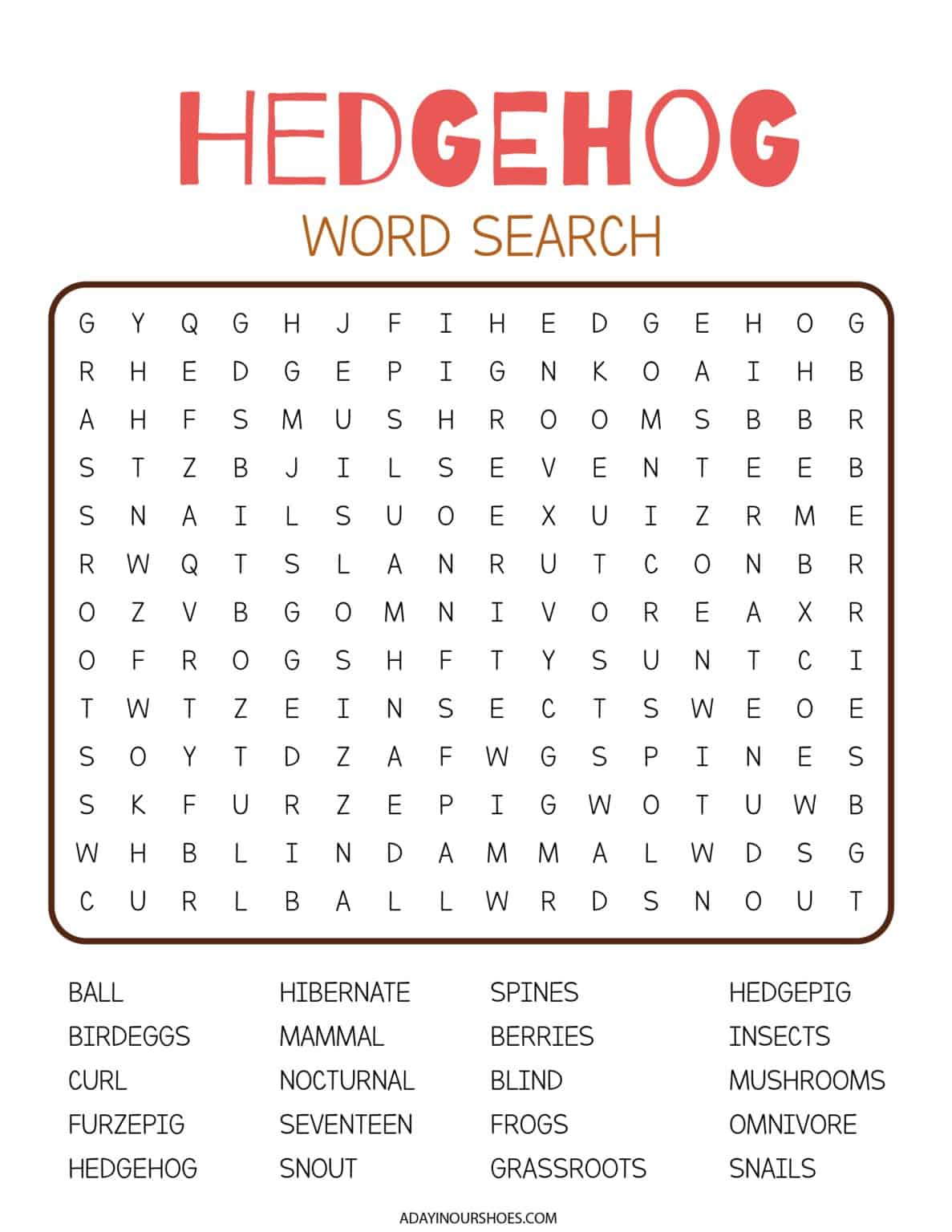 8 Free Hedgehog Worksheets | Printable