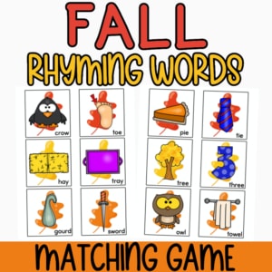 Fall Rhyming Words | Free Printable Matching Game