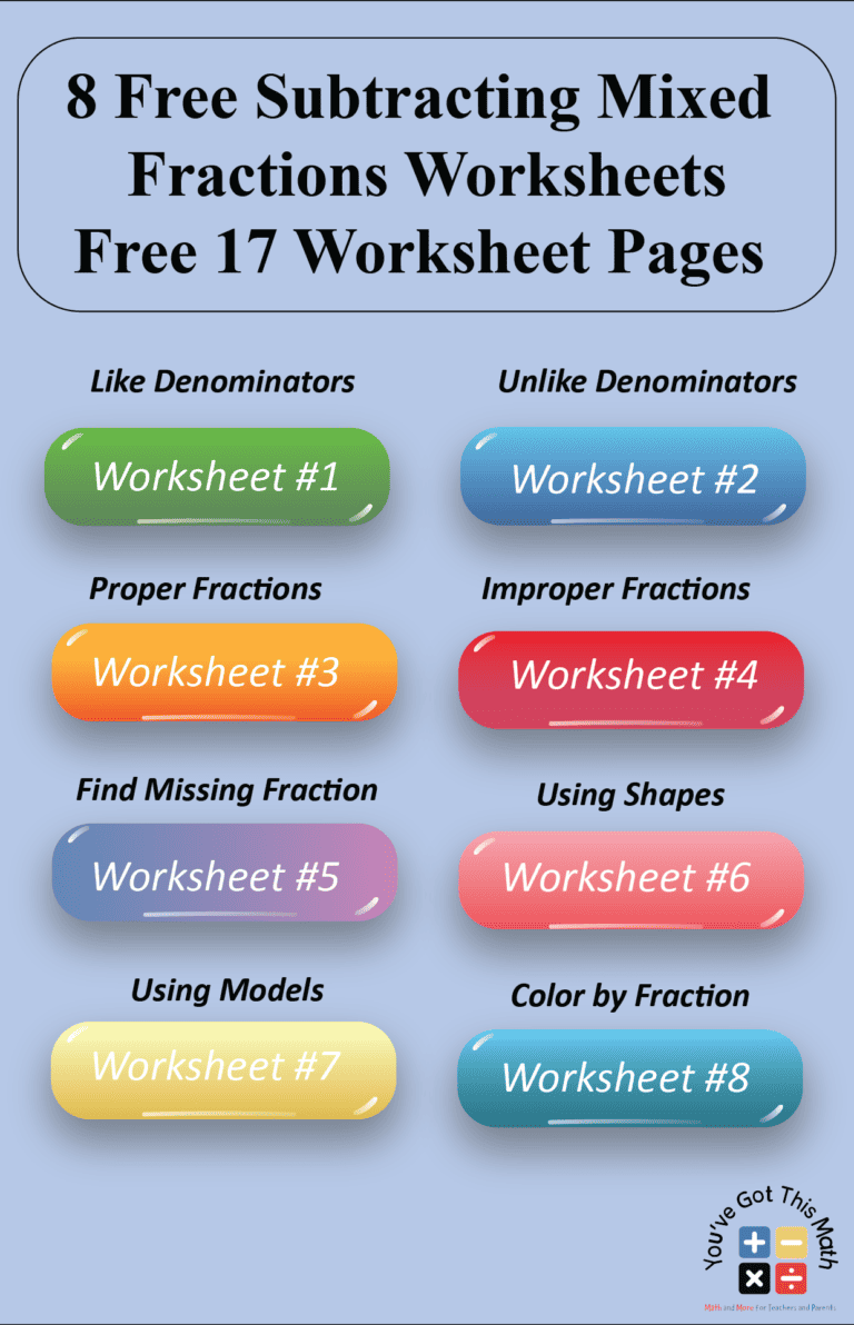 8 Free Subtracting Mixed Fractions Worksheets | Fun Activities