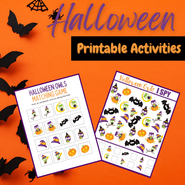 Free Halloween Owl Printable Activities: I Spy and Matching Game