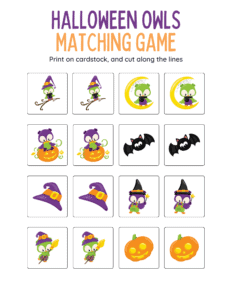 Free Halloween Owl Printable Activities: I Spy and Matching Game