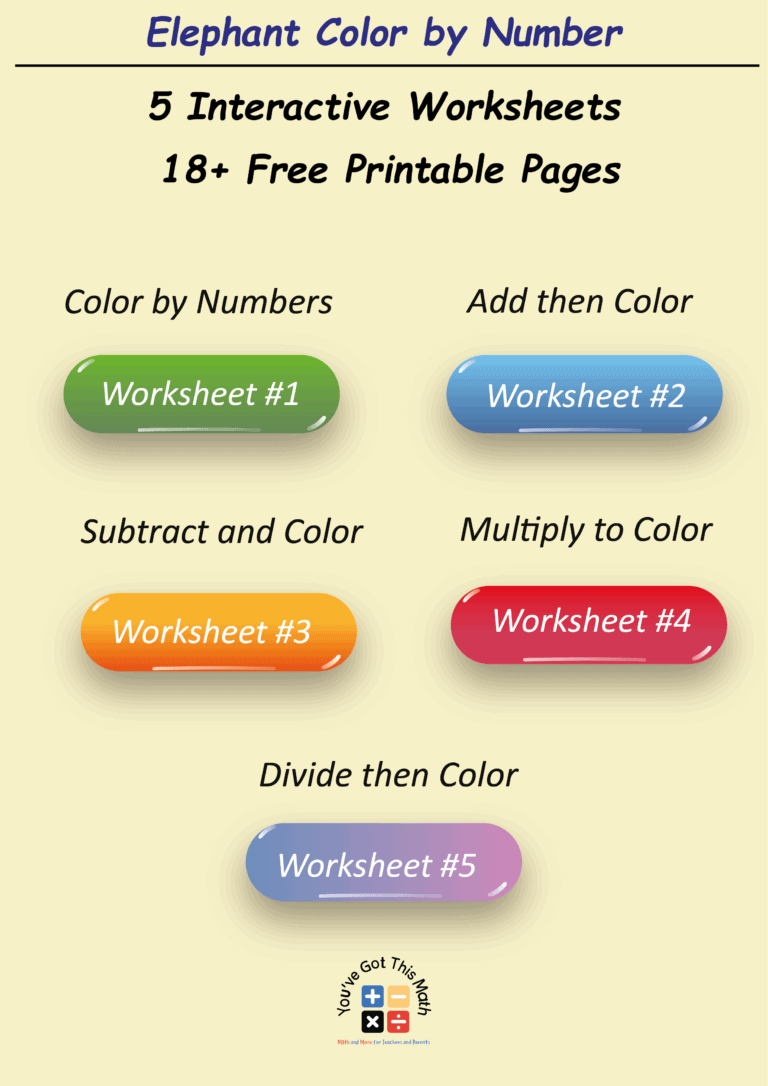 20 Free Elephant Color by Number Coloring Pages