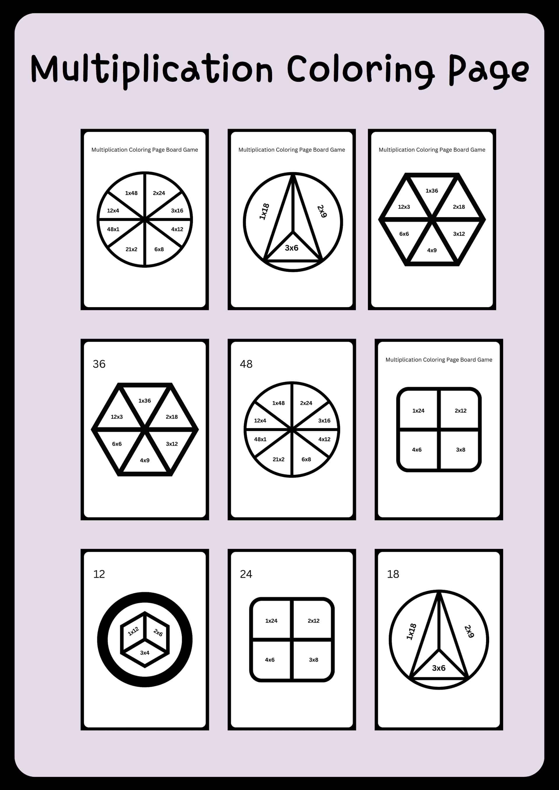 Multiplication Coloring Sheets For Grade 1