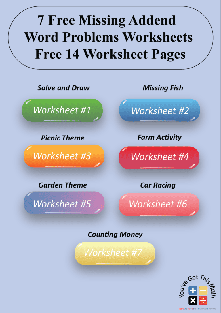Missing Addend Word Problems | 7 Free Worksheets