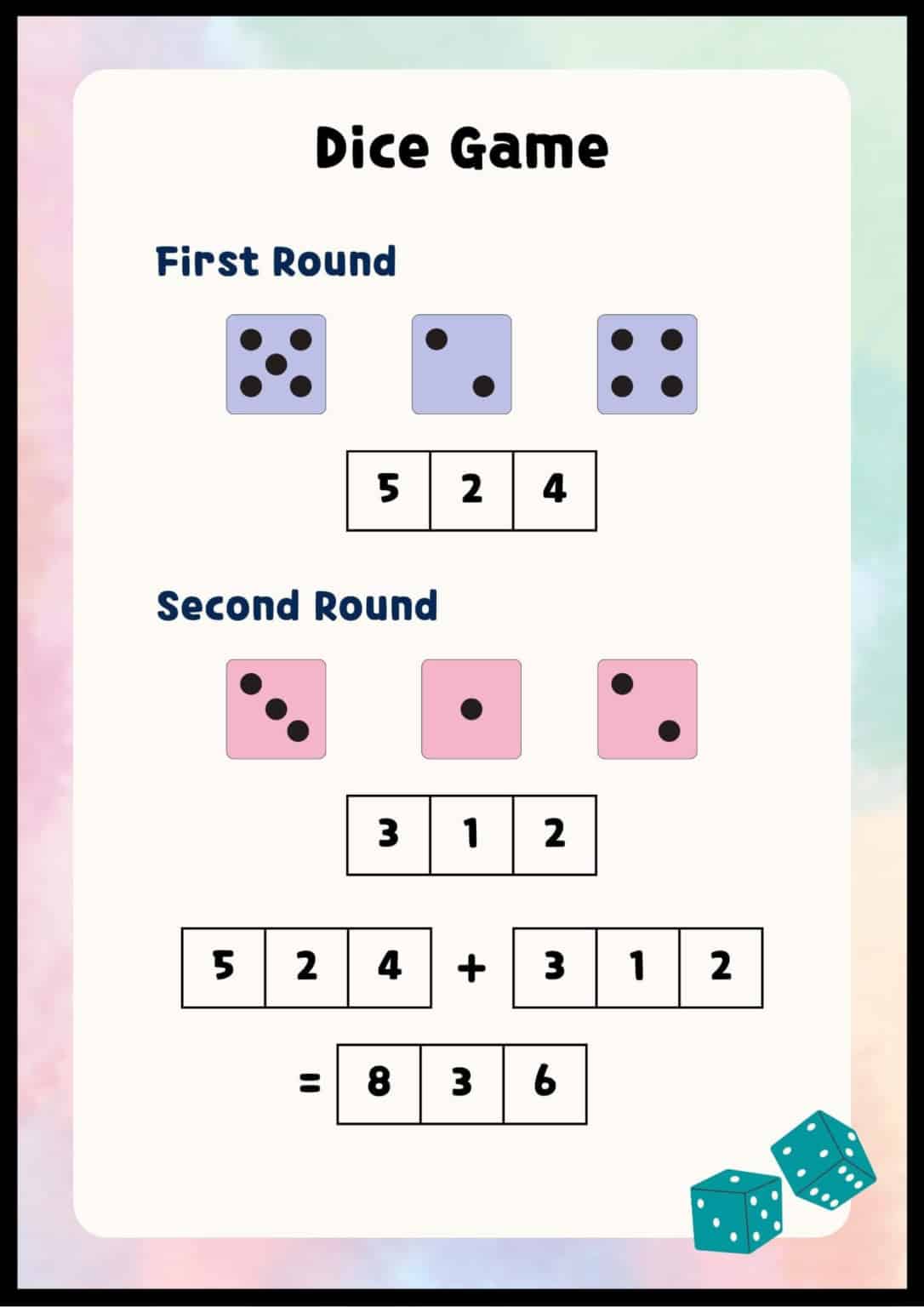 5 Free Worksheets on 3 Digit Addition Game