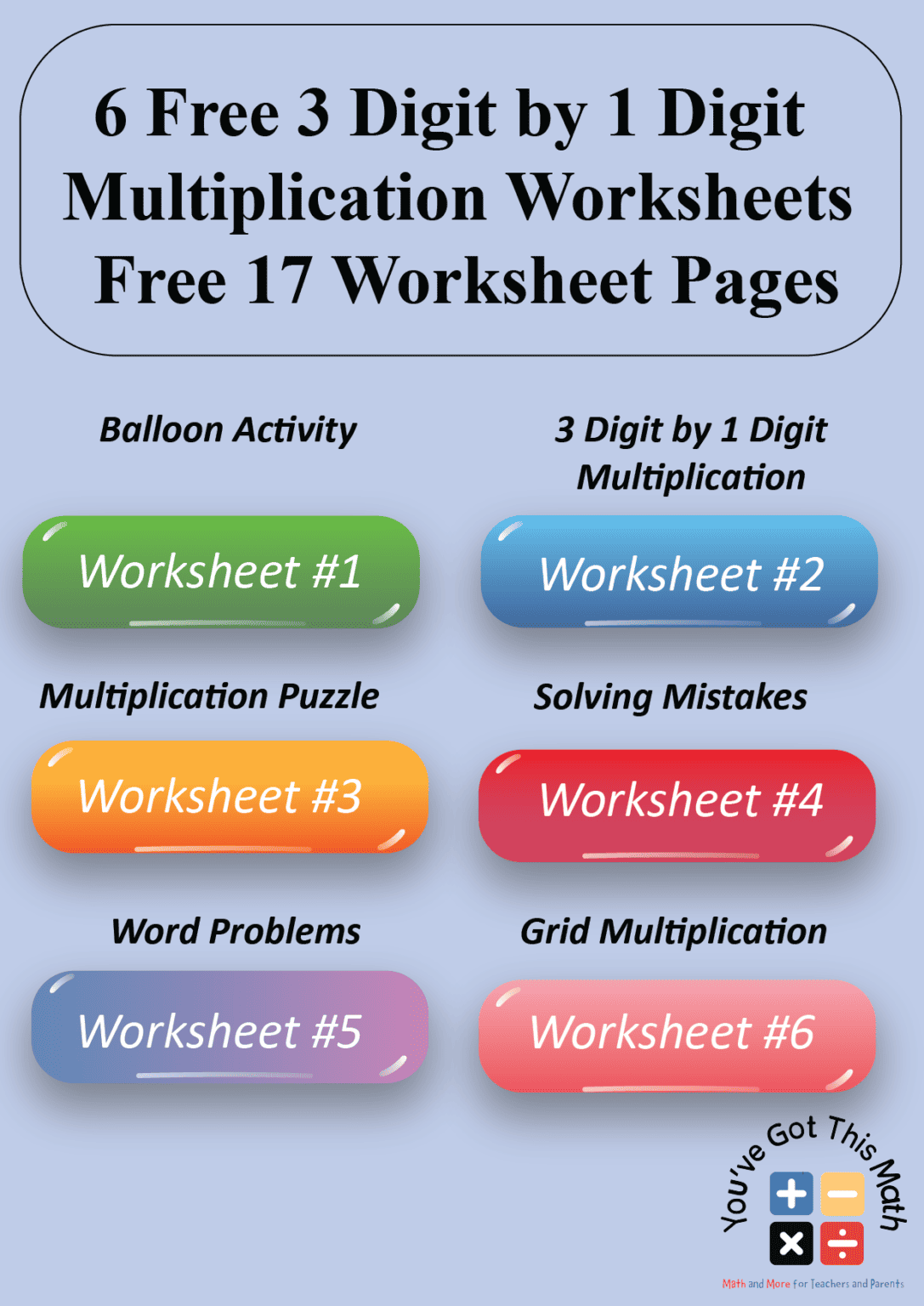 6 Free 3 Digit By 1 Digit Multiplication Worksheets